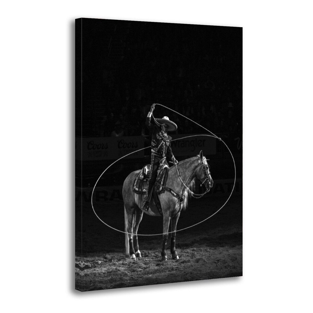 Black and White Charro Lasso Photography Print Mexican Rodeo Horse Wall ...