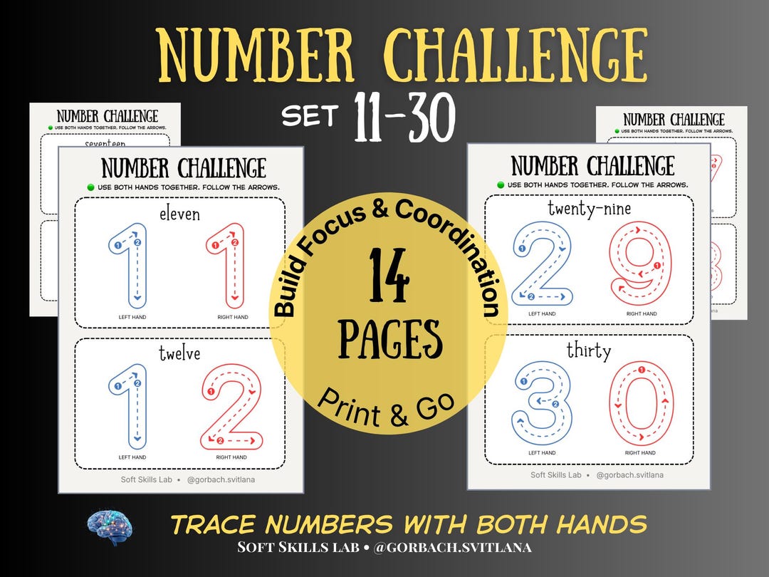 Number Tracing 11–30 | Bilateral Two-hand Activities | Fine Motor ...