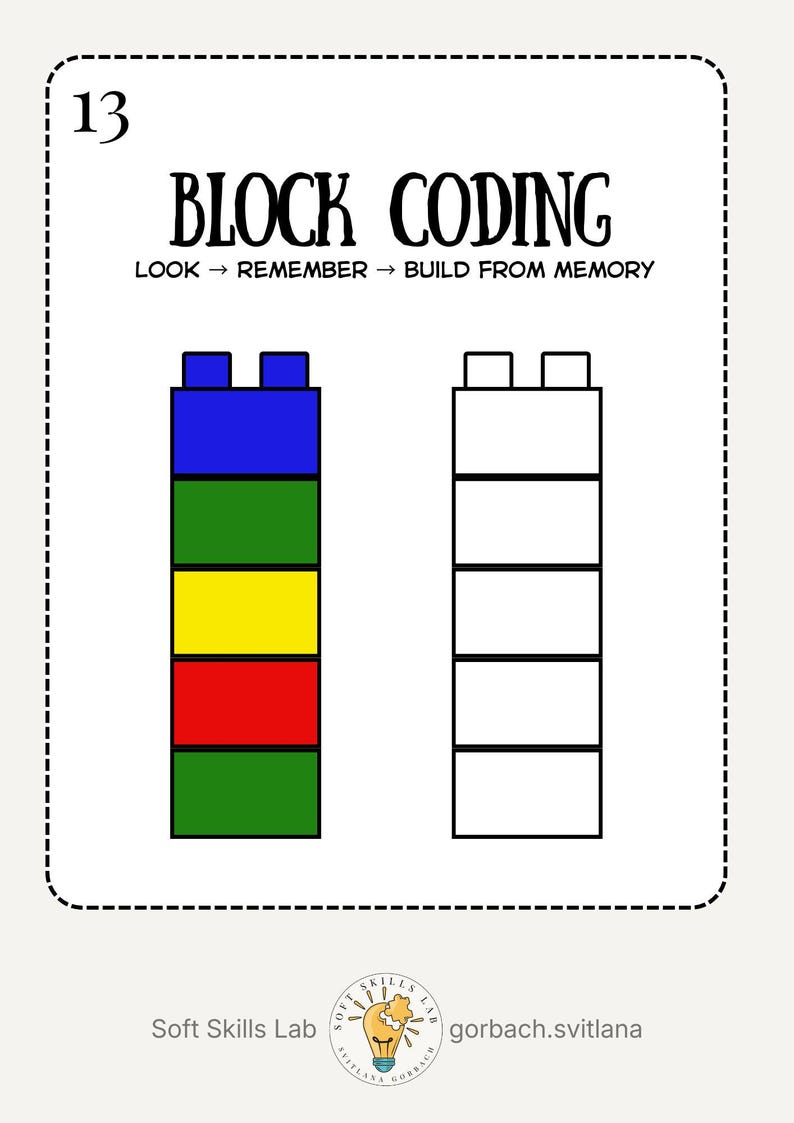 Block Coding Activities for Kids Unplugged Visual Memory and Spatial Thinking Worksheets - Etsy