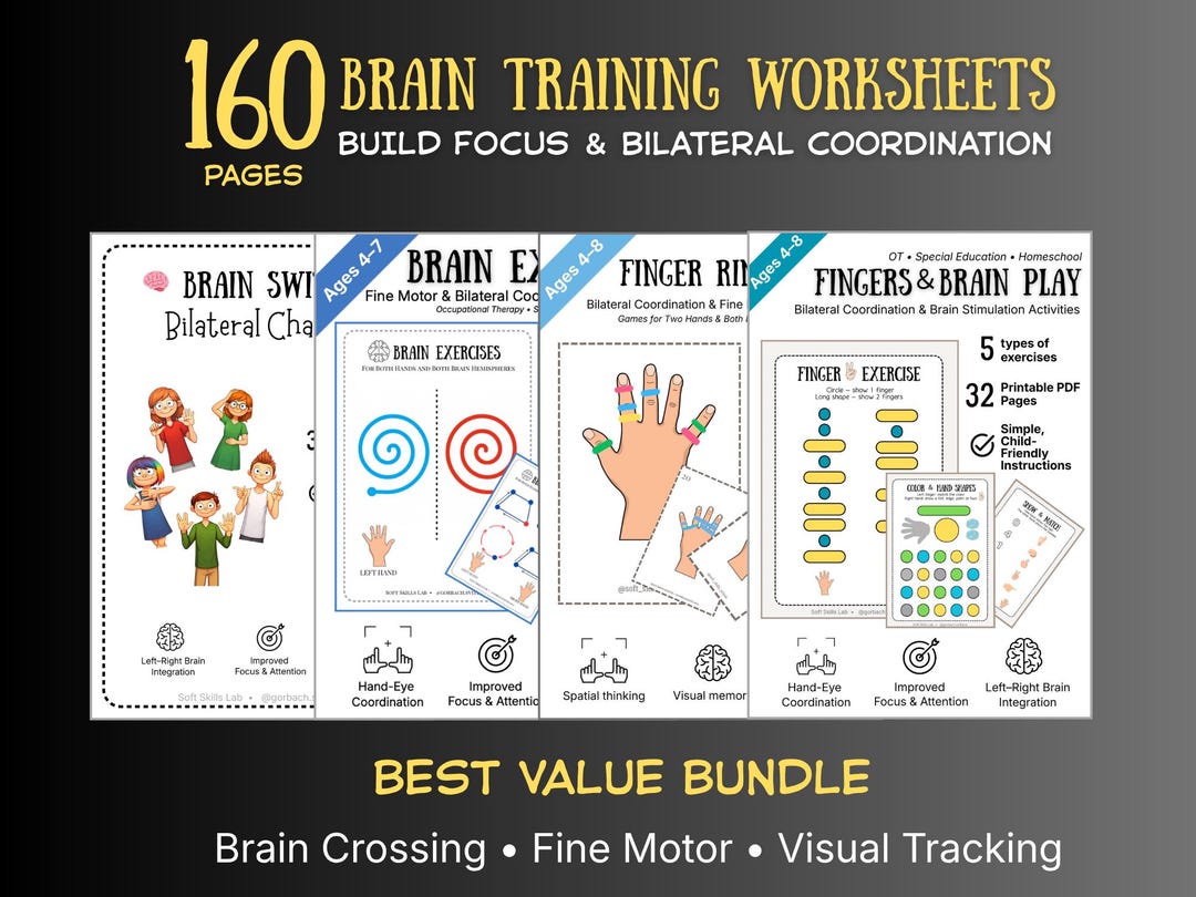 Bilateral Coordination Worksheets Printable | 160 Fine Motor & Focus ...