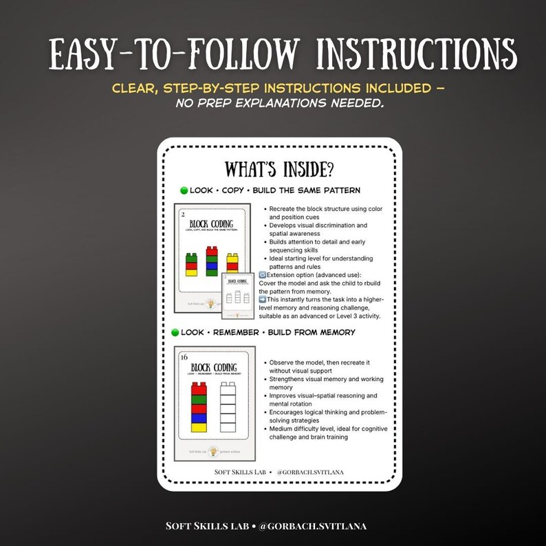 Block Coding Activities for Kids Unplugged Visual Memory and Spatial Thinking Worksheets - Etsy