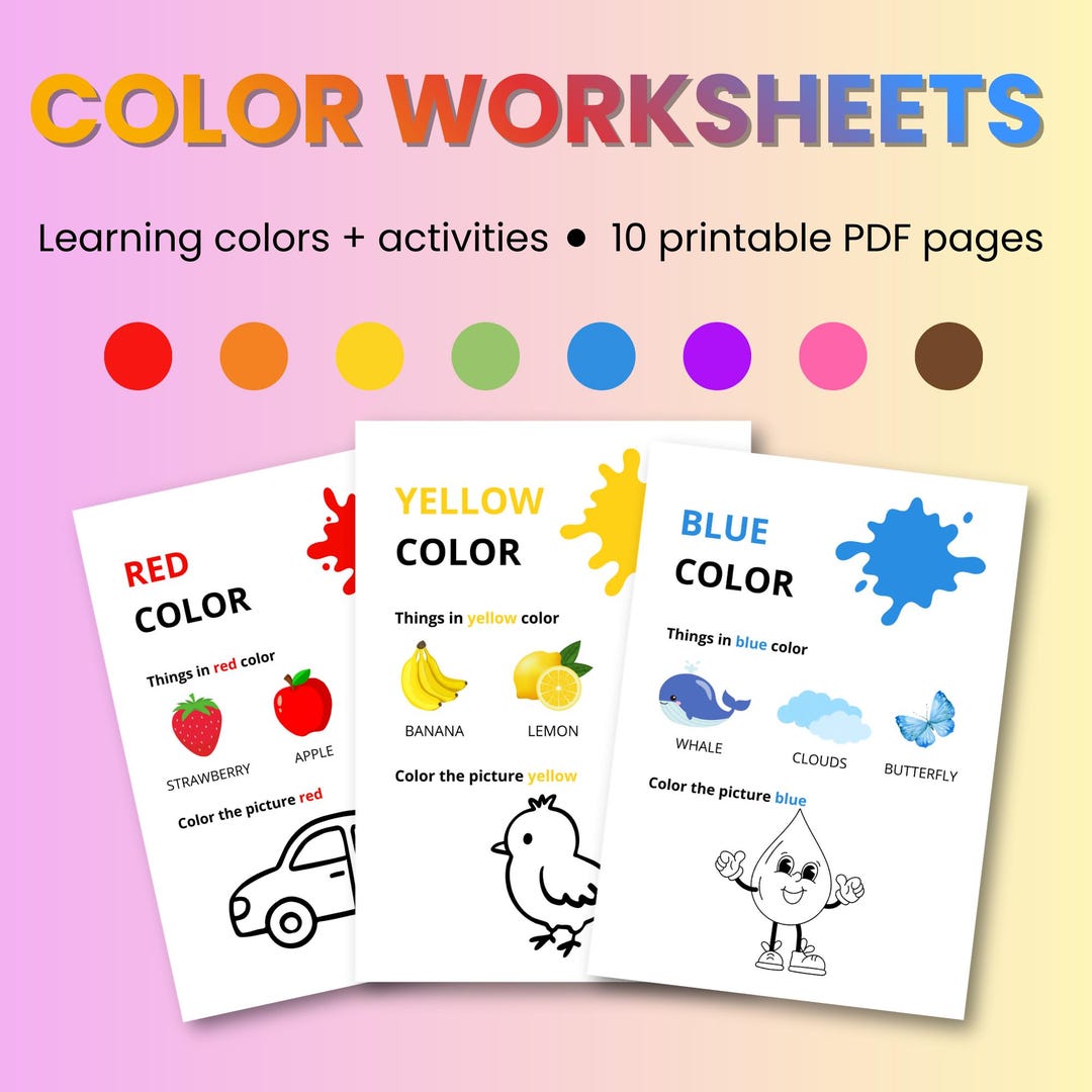 Color Worksheets for Kids, Learning Colors Printable, Preschool ...