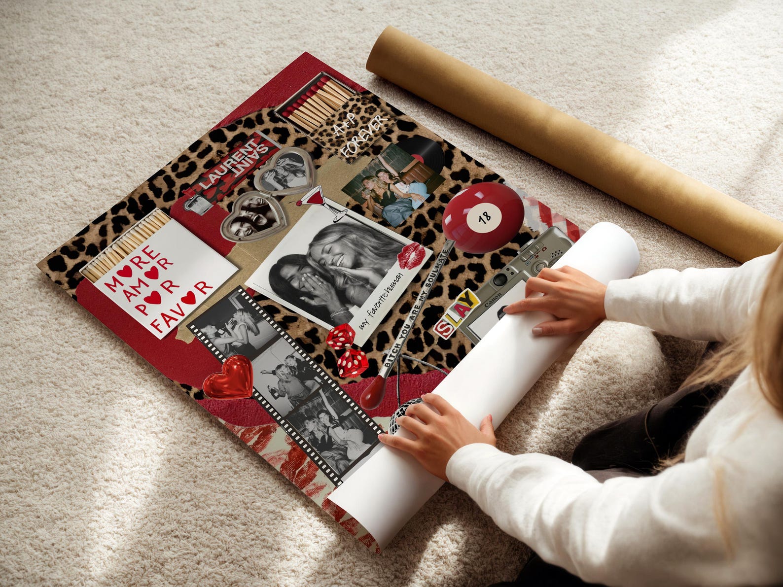 Custom Matchbox Art Poster, Retro Cheetah Editable Matchbook Template ...