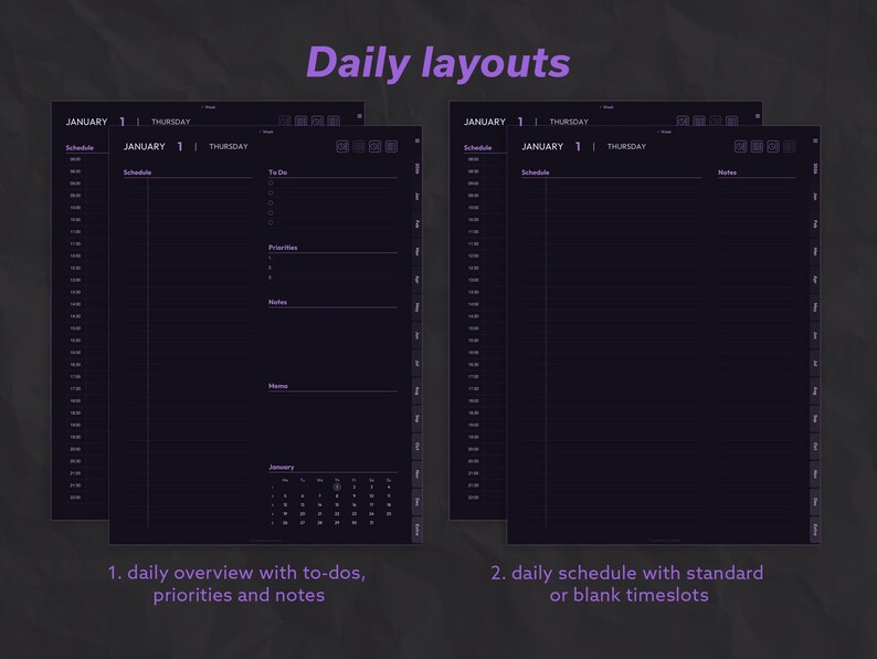 Digital Planner 2026 for iPad | Minimalist Dark Mode Purple Theme ...