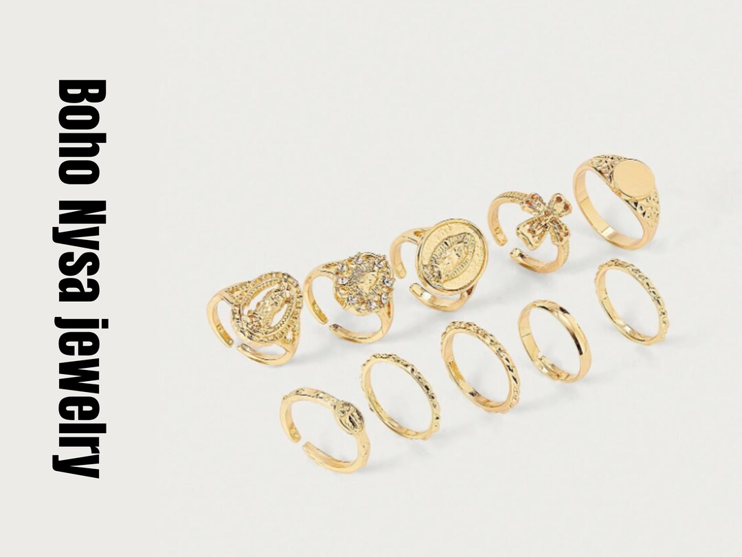 Gold Plated Cross Virgin Mary Knuckle Rings Set Punk Street Style ...