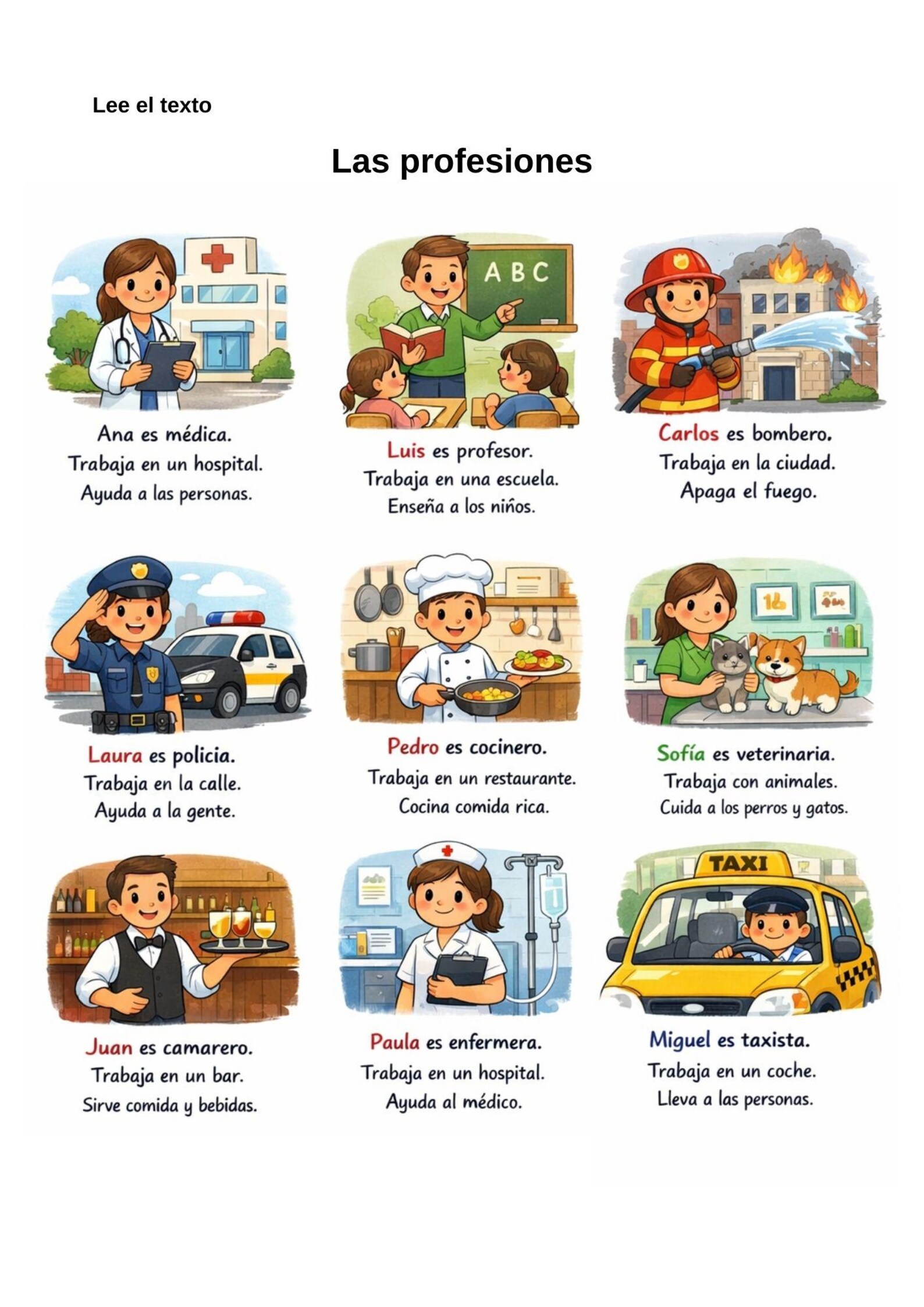 Las Profesiones – Spanish Worksheets for Kids | Jobs Vocabulary ...