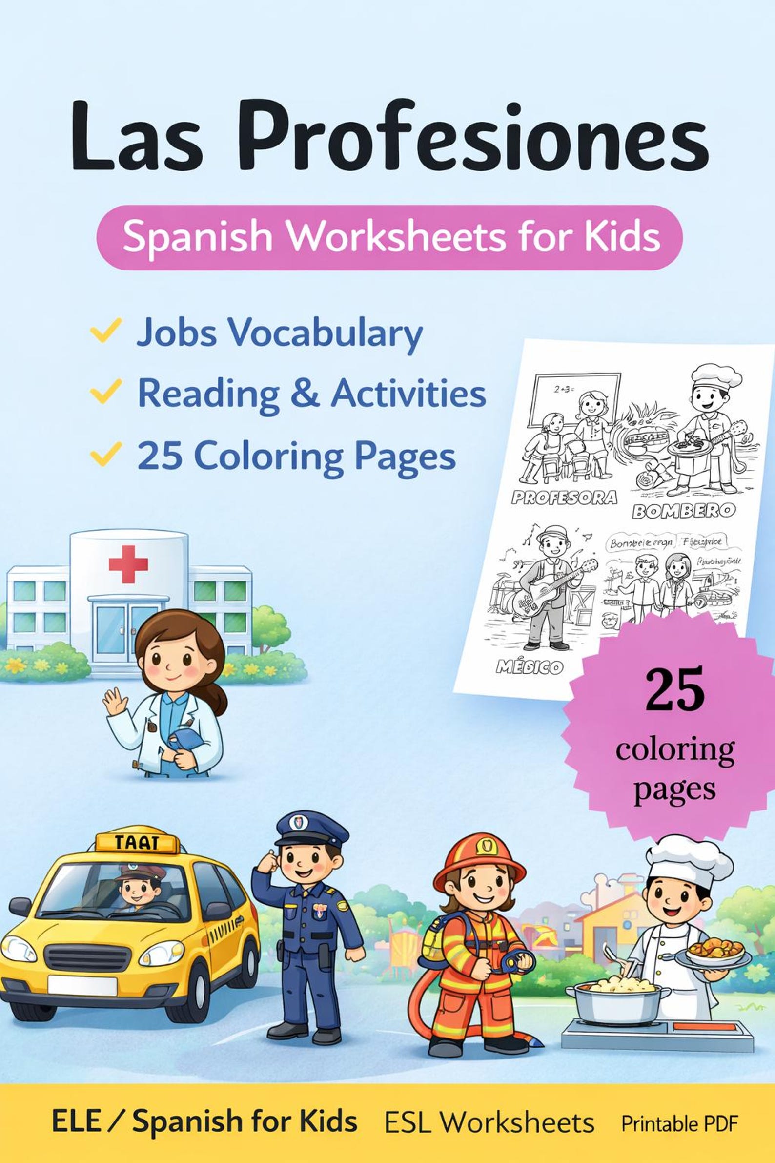 Las Profesiones – Spanish Worksheets for Kids | Jobs Vocabulary ...