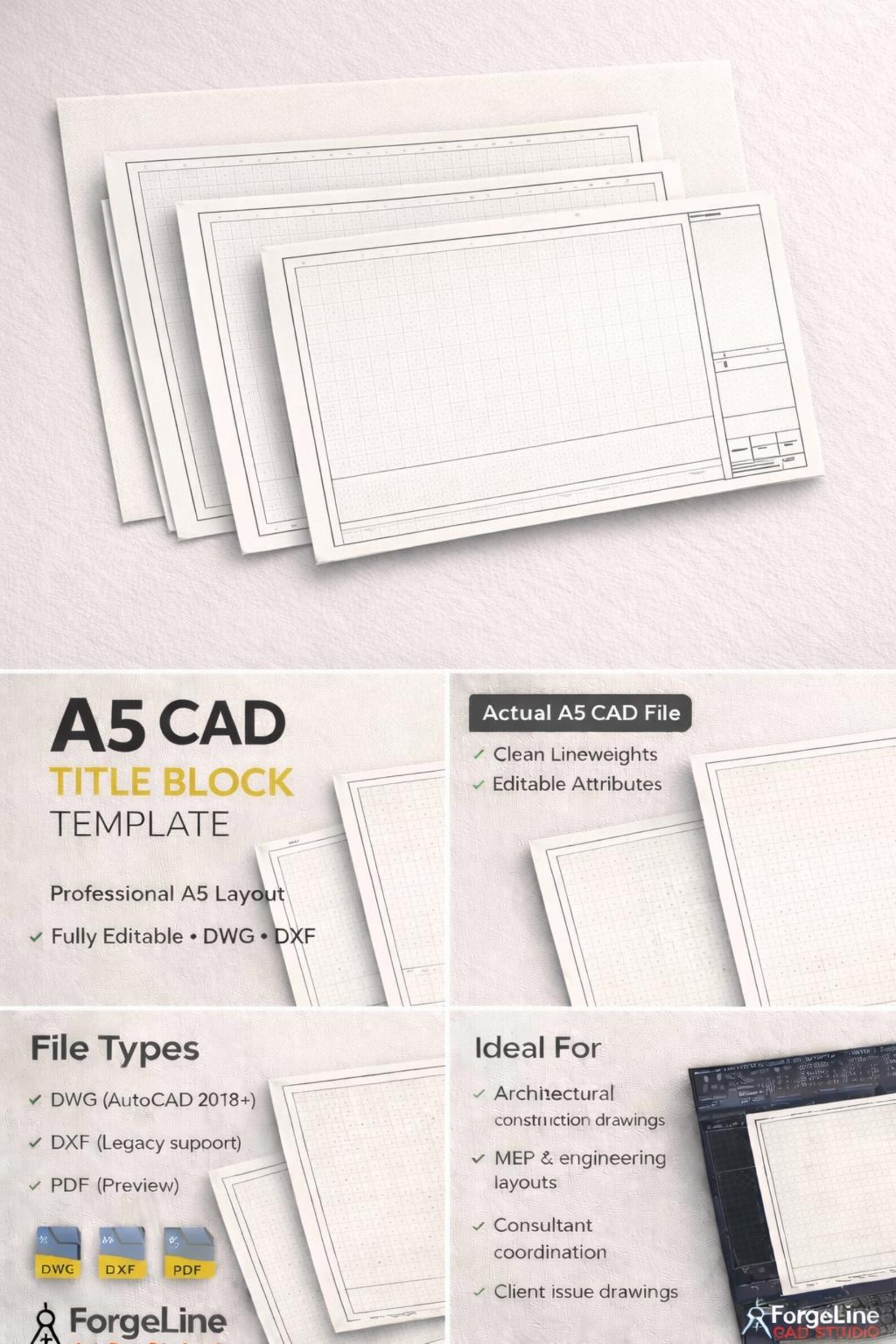 A5 CAD Title Block Template | Editable Autocad DWG With Revision Table ...