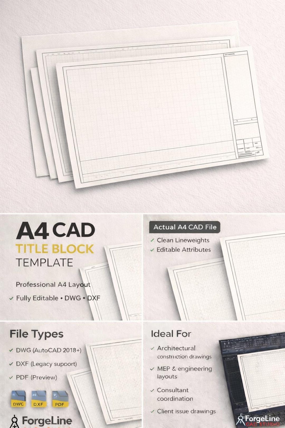 A4 Autocad Title Block Template | Editable Autocad DWG Drawing Sheet - Etsy