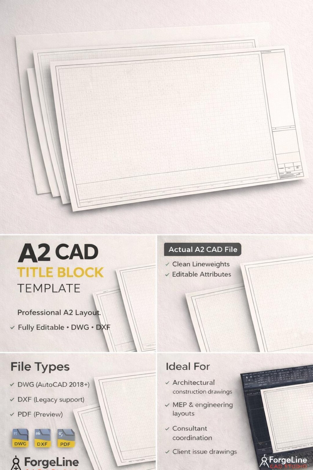 A2 Autocad Title Block Template | Editable Autocad DWG Drawing Sheet - Etsy