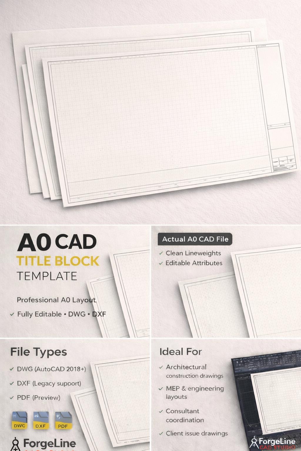 A0 Autocad Title Block Template | Editable Autocad DWG Drawing Sheet - Etsy