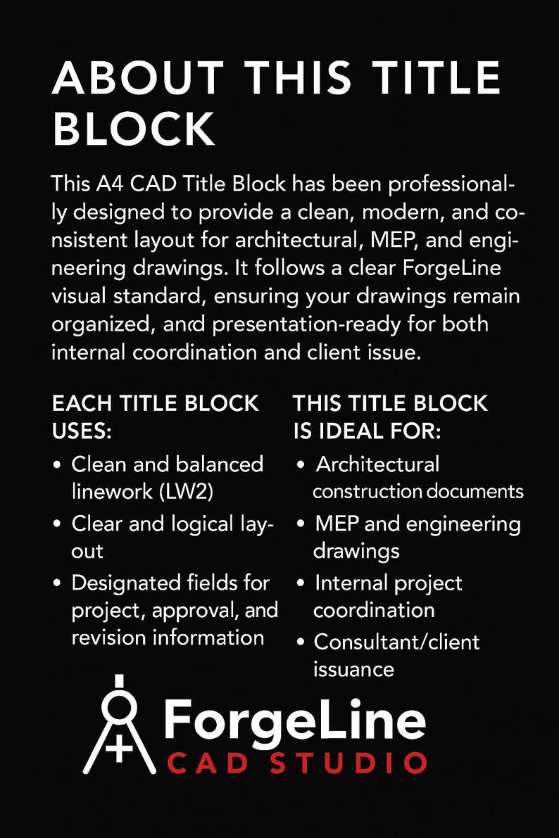 A4 CAD Title Block Template | Editable Autocad DWG - Etsy