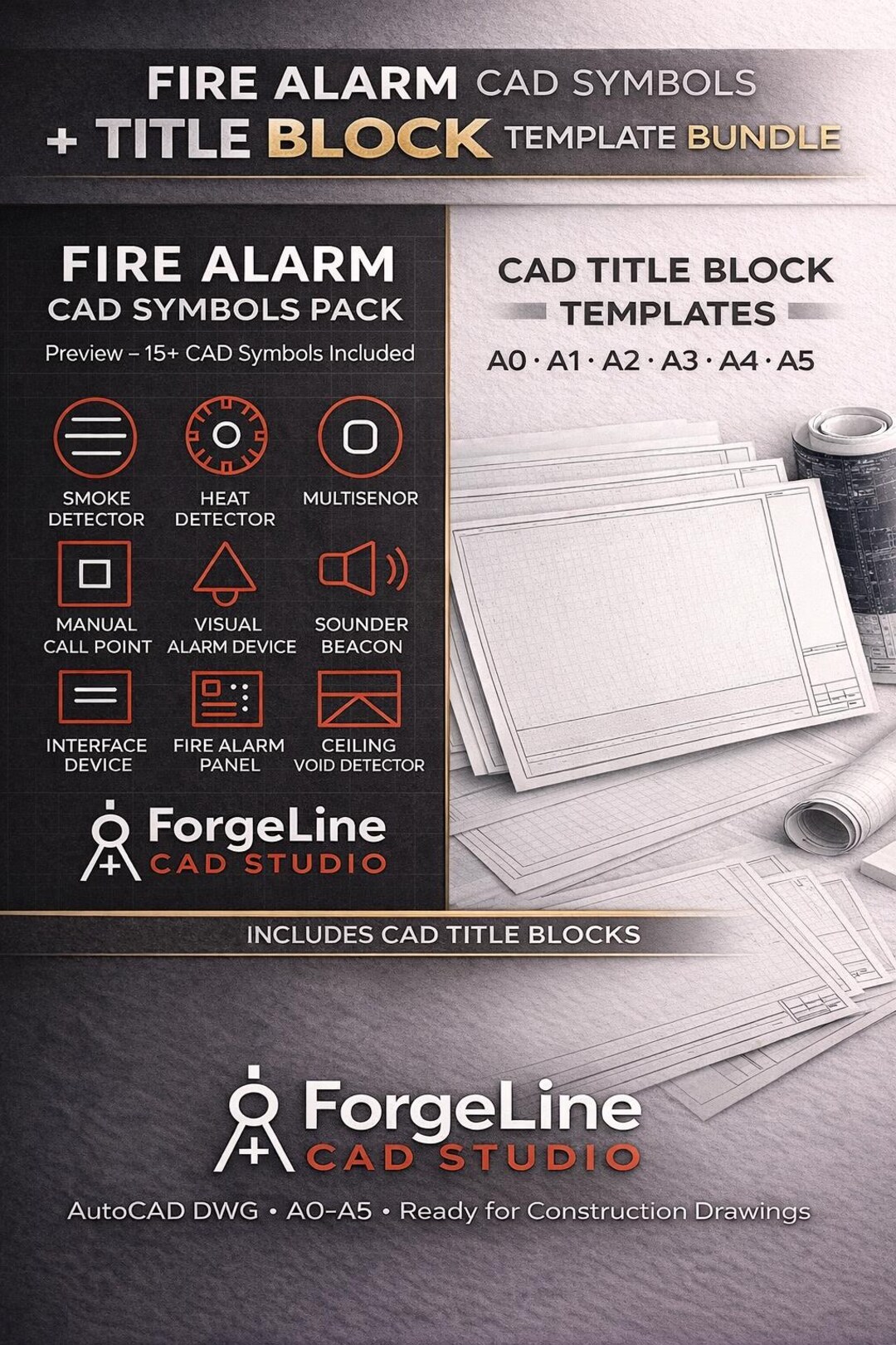 Fire Alarm CAD Blocks + Title Block Templates | Autocad DWG Bundle - Etsy