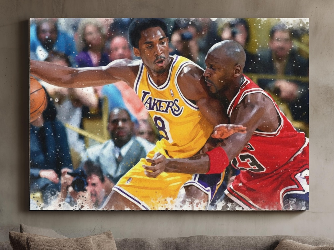 Michael Jordan Vs Kobe Bryant Art | Bulls Vs Lakers Watercolour ...