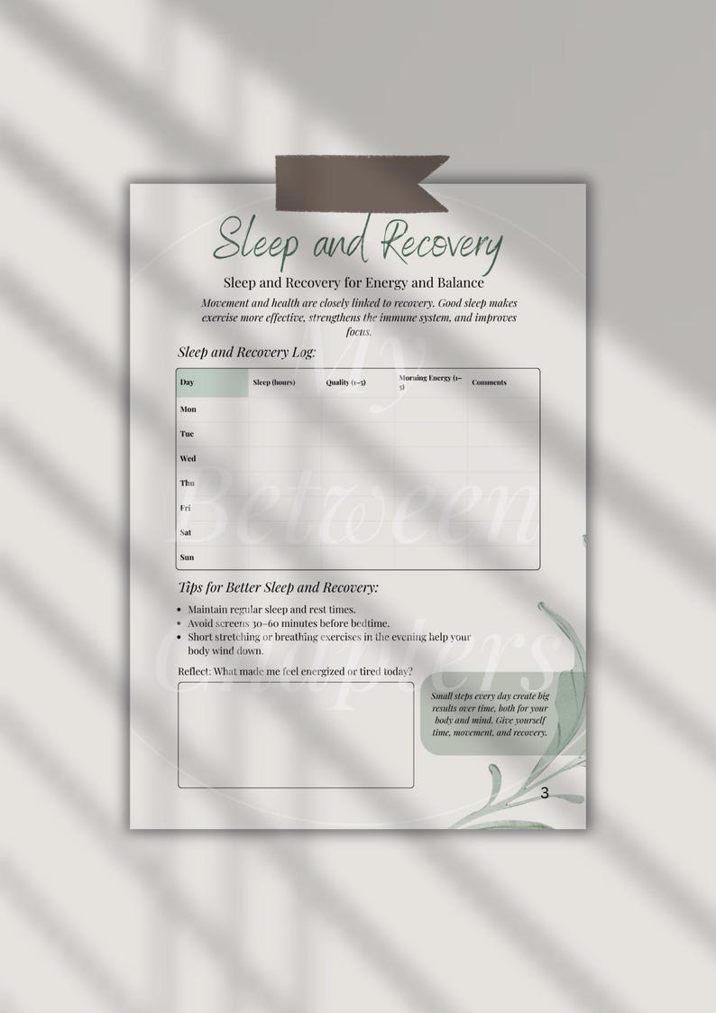 Sleep Recovery Journal Printable | Rest Routine Tracker PDF | Wellness ...