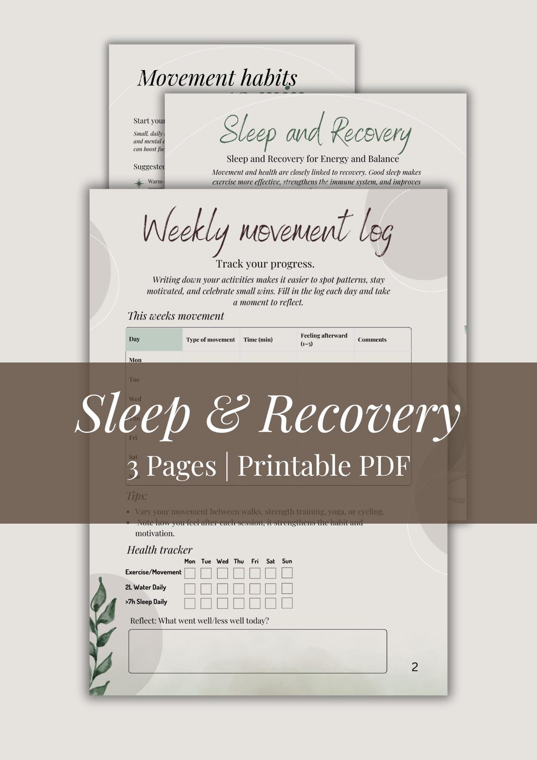 Sleep Recovery Journal Printable | Rest Routine Tracker PDF | Wellness ...