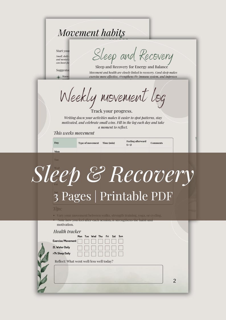 Sleep Recovery Journal Printable | Rest Routine Tracker PDF | Wellness ...