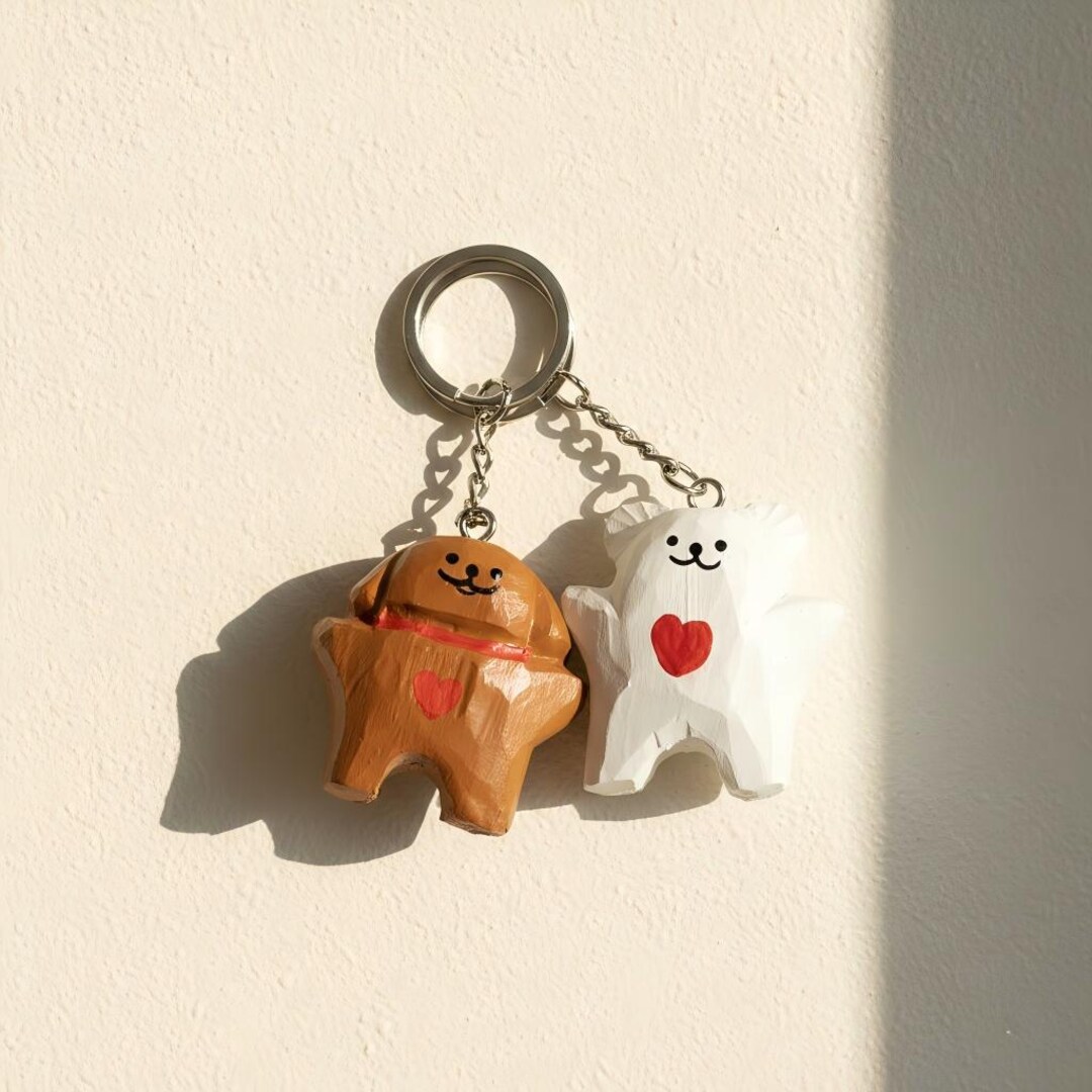 Handmade Wooden Dog Key Charm，puppy Keychain, Healing Purse/bag ...