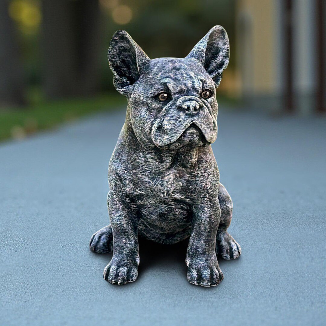 Concrete Effect French Bulldog Statue Frenchie Sculpture Outdoor Dog ...