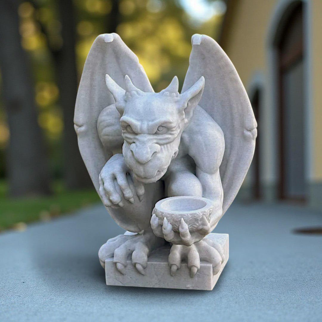 Gargoyle With Bowl Gothic Themed Garden Statue Classic Indoor and ...