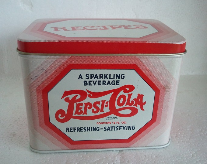 Vintage Pepsi Cola Tin Recipe Box - Etsy