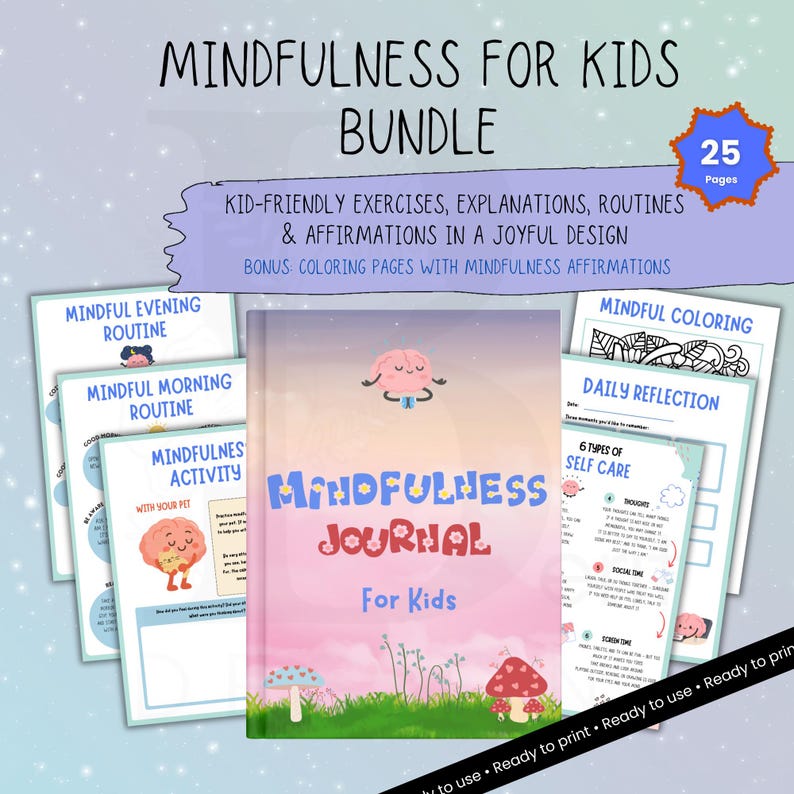 Mindfulness for Kids Bundle – Printable Journal, Routines, Worksheets ...