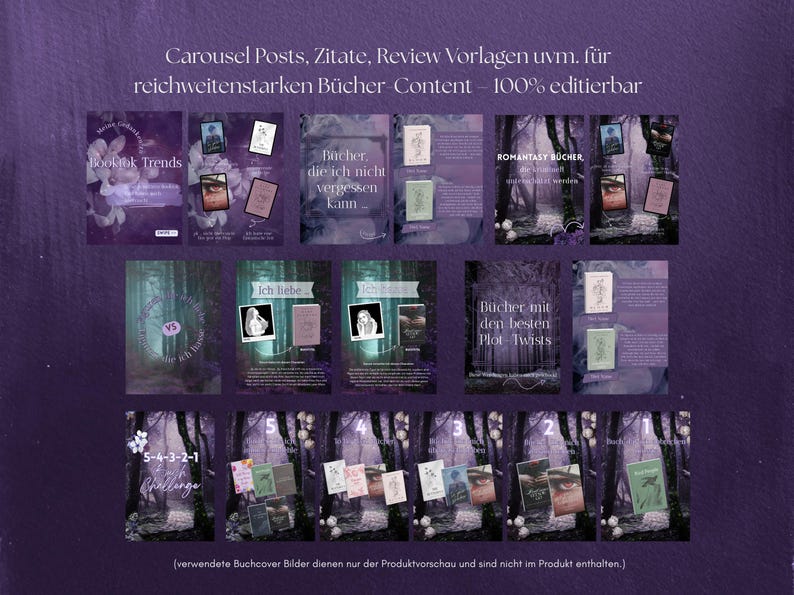 Bookstagram Templates in German: 68 Bookstagram Post Templates in ...