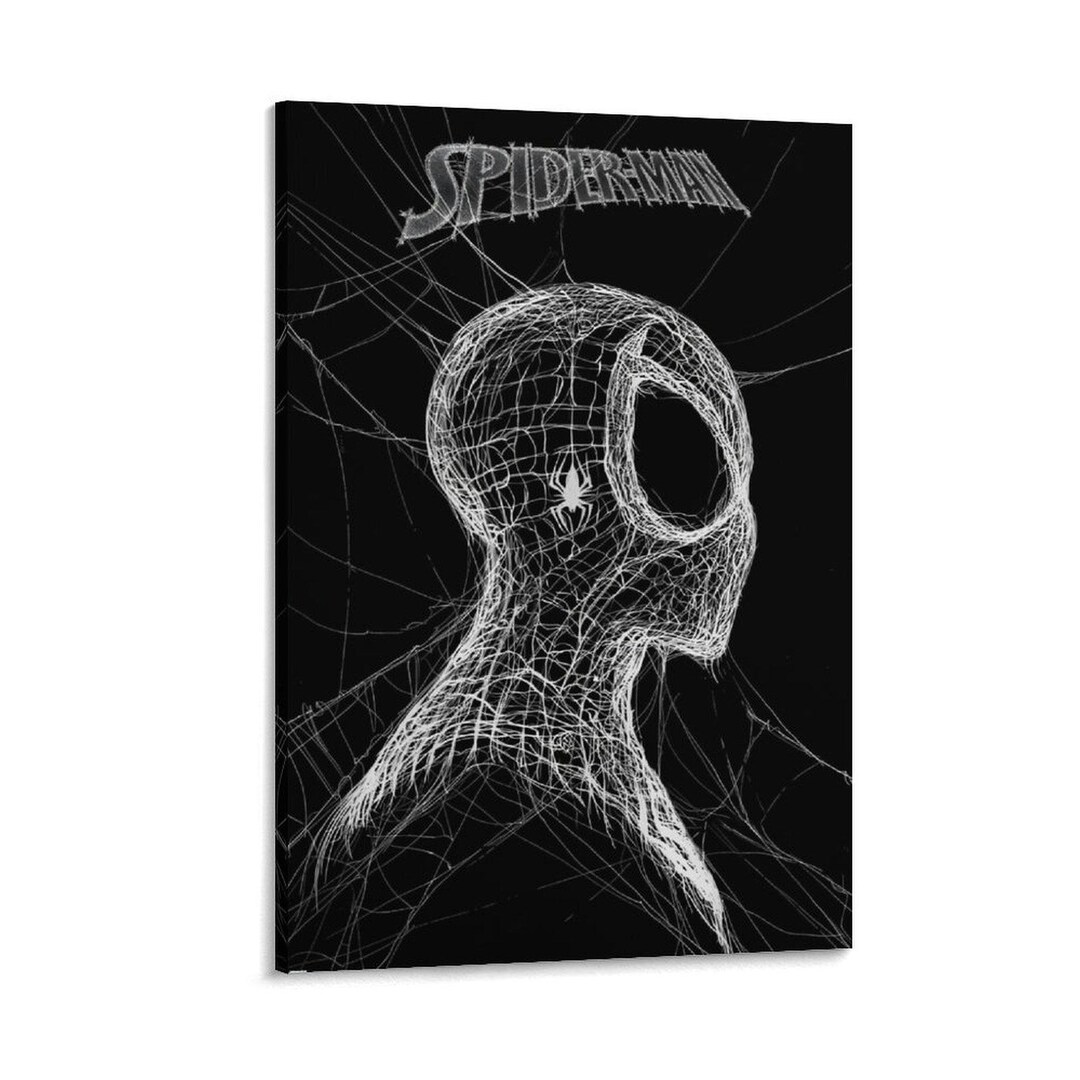 Spider-man Wireframe Art Print Black White Web Portrait Minimal ...