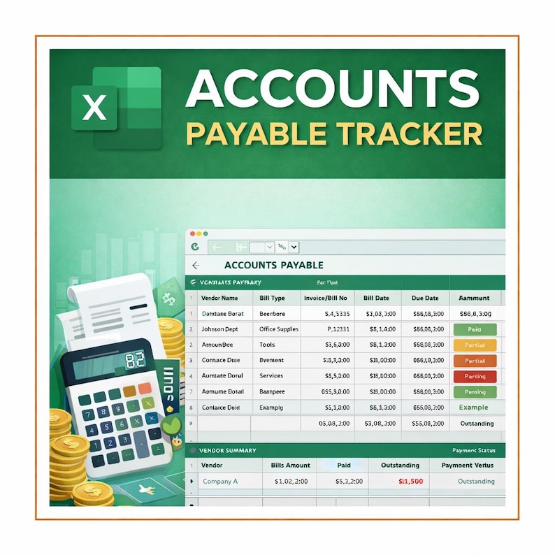 Accounts Payable Spreadsheet for Small Businesses | Bills & Vendor ...