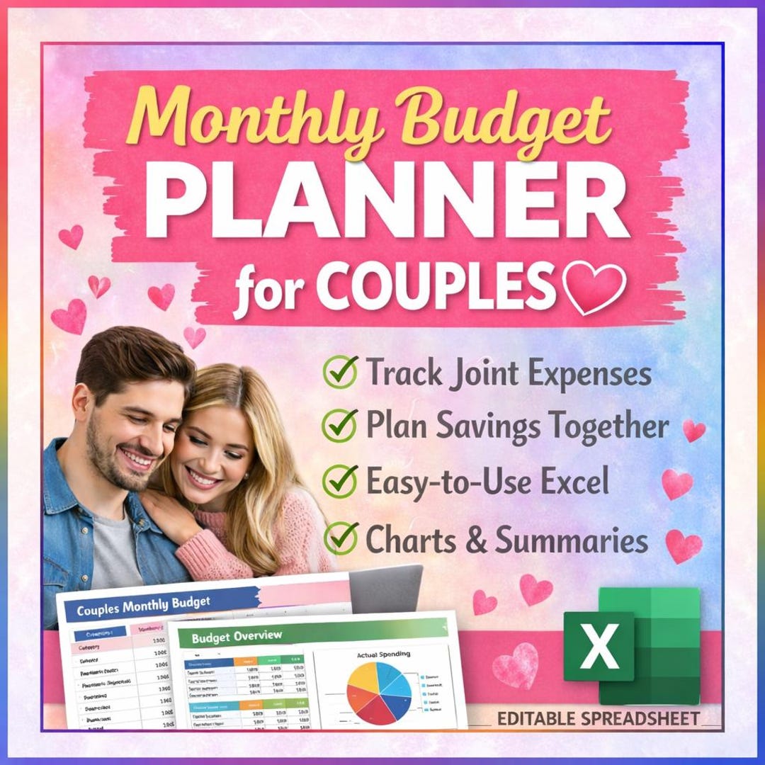 Monthly Budget Planner for Couples | Excel Couples Spreadsheet | Joint ...