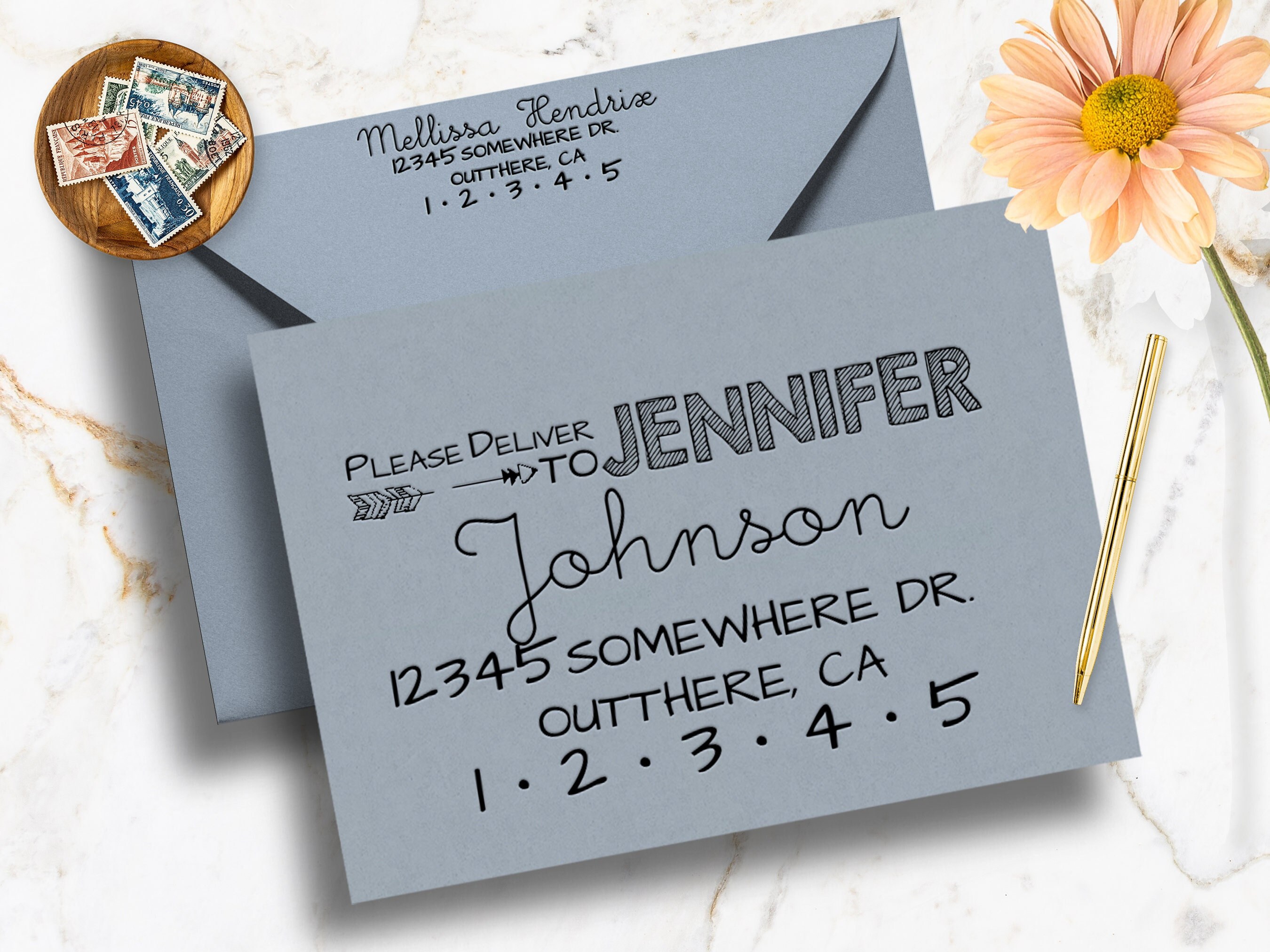 Envelope Template Modern Hand Letter | EDIT WITH TEMPLETT | Return ...