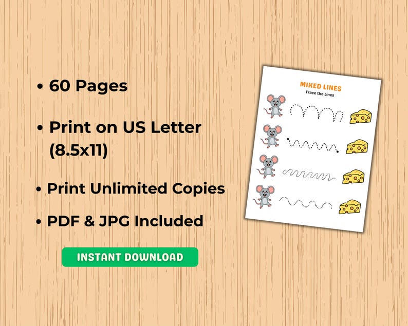 60 Line Tracing Worksheets, Pre-writing Practice, Finemotor Skills ...
