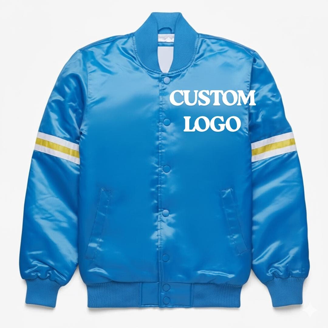 Vintage Blue Satin Bomber Jacket | Retro Varsity Baseball Jacket - Etsy