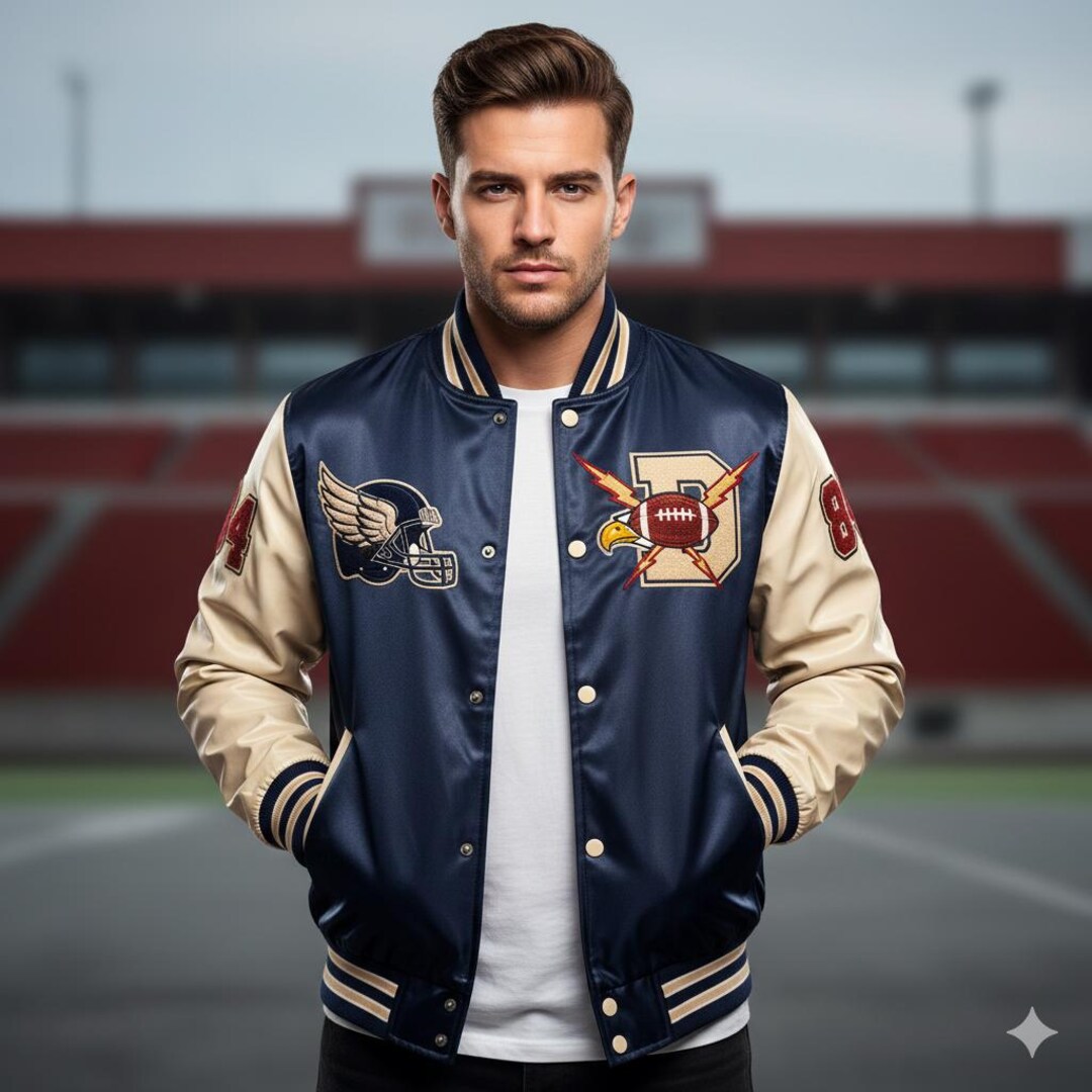 NFL Satin Varsity Jacket – Embroidered Letterman Bomber | Men’s ...