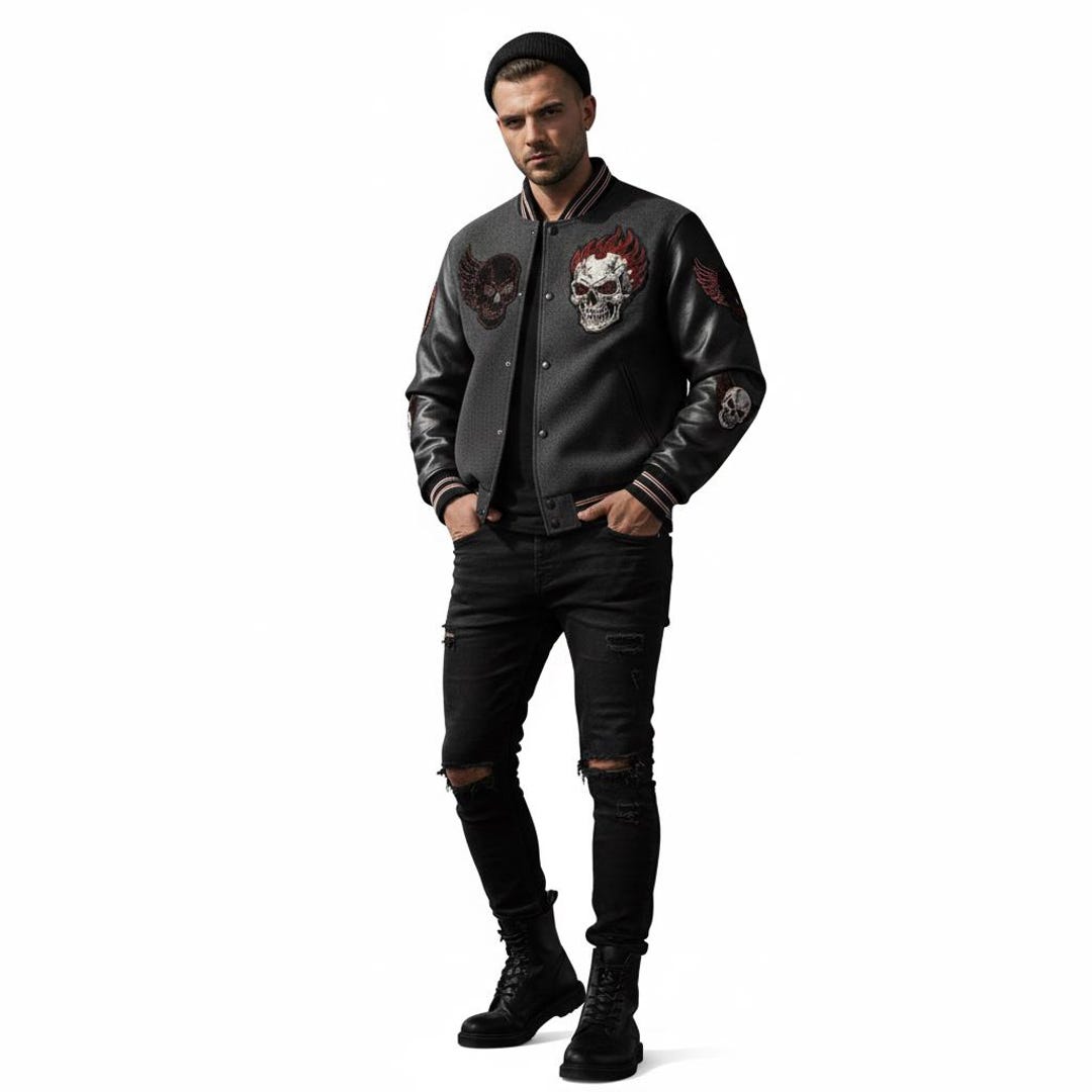 Handmade Men’s Varsity Jacket – Wool & Leather Letterman With ...