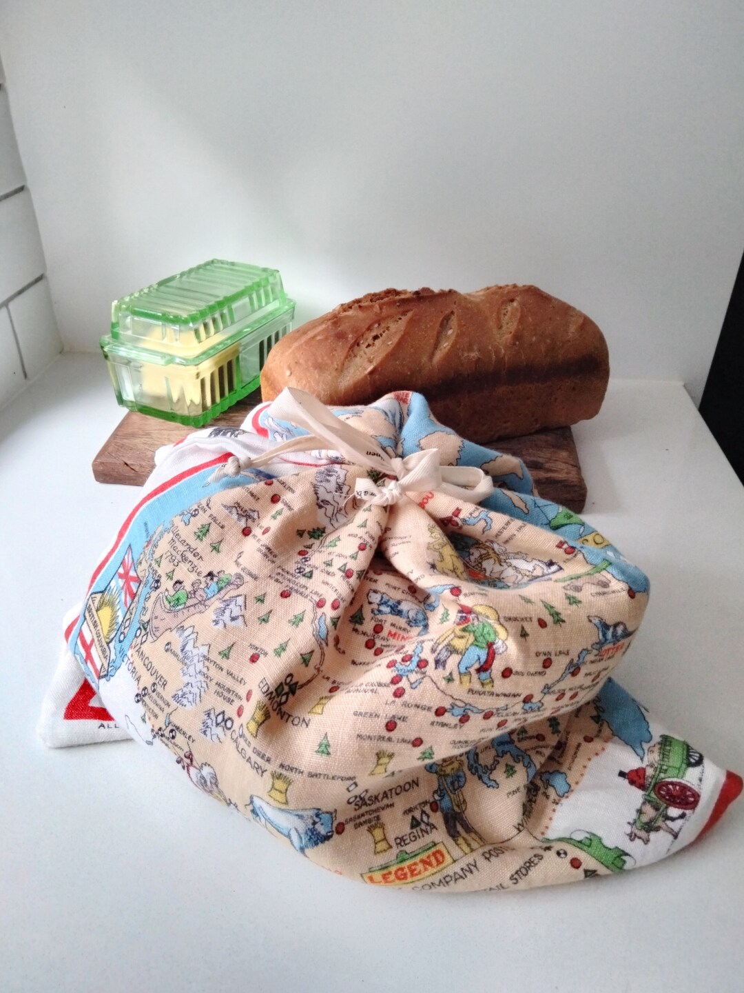 Vintage Pure Linen Map of Alaska Souvenir Tea Towel Bread, Vegetable ...