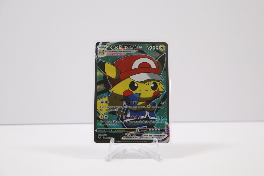 Satoshi Pikachu VCOS Art Card - Kalos Trainer Outfit Cosplay - Textured ...