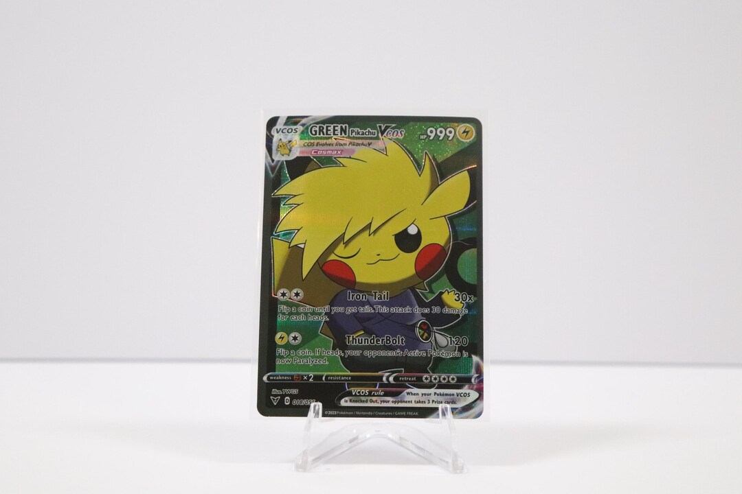 Green Pikachu VCOS Art Card - Custom Anime Cosplay Illustration ...