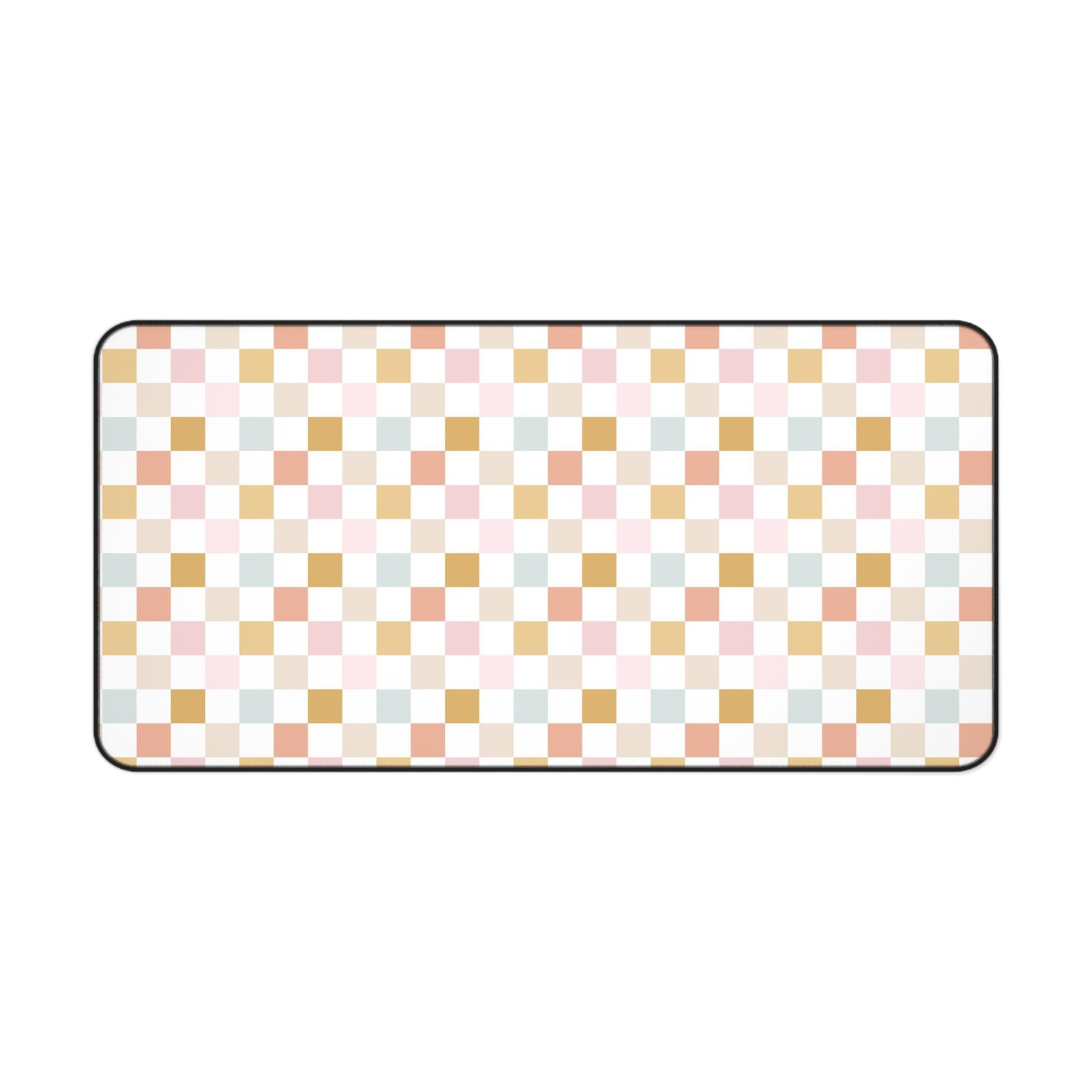 Pastel Checkered Desk Mat, Boho Minimalist Office Accessories, Gaming ...