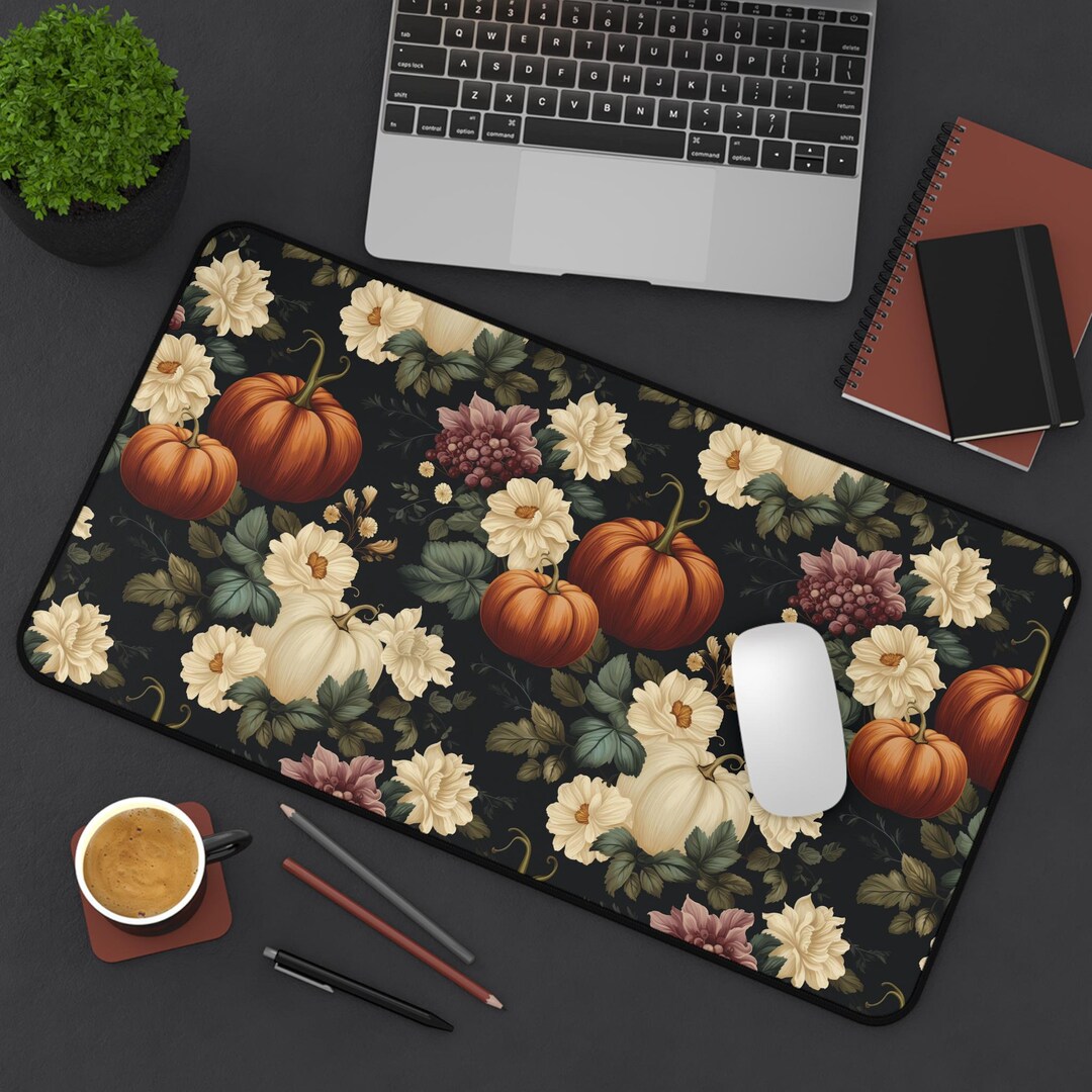 Dark Cottagecore Fall Desk Mat, Halloween Desk Mat, Goth Botanical Desk ...