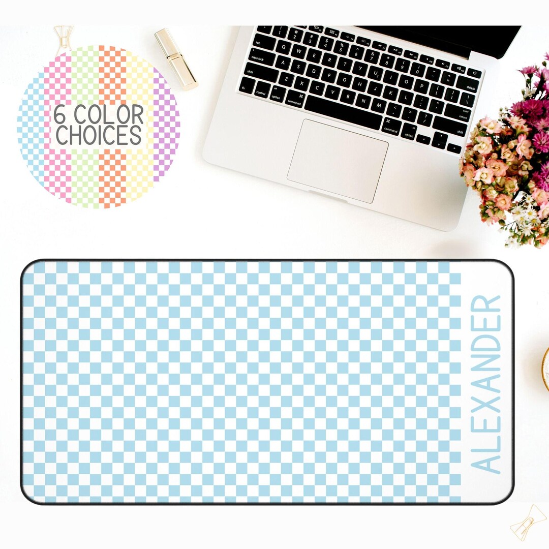 Checkered Desk Mat, Custom Desk Mat, Personalized Desk Matt, Pastel ...