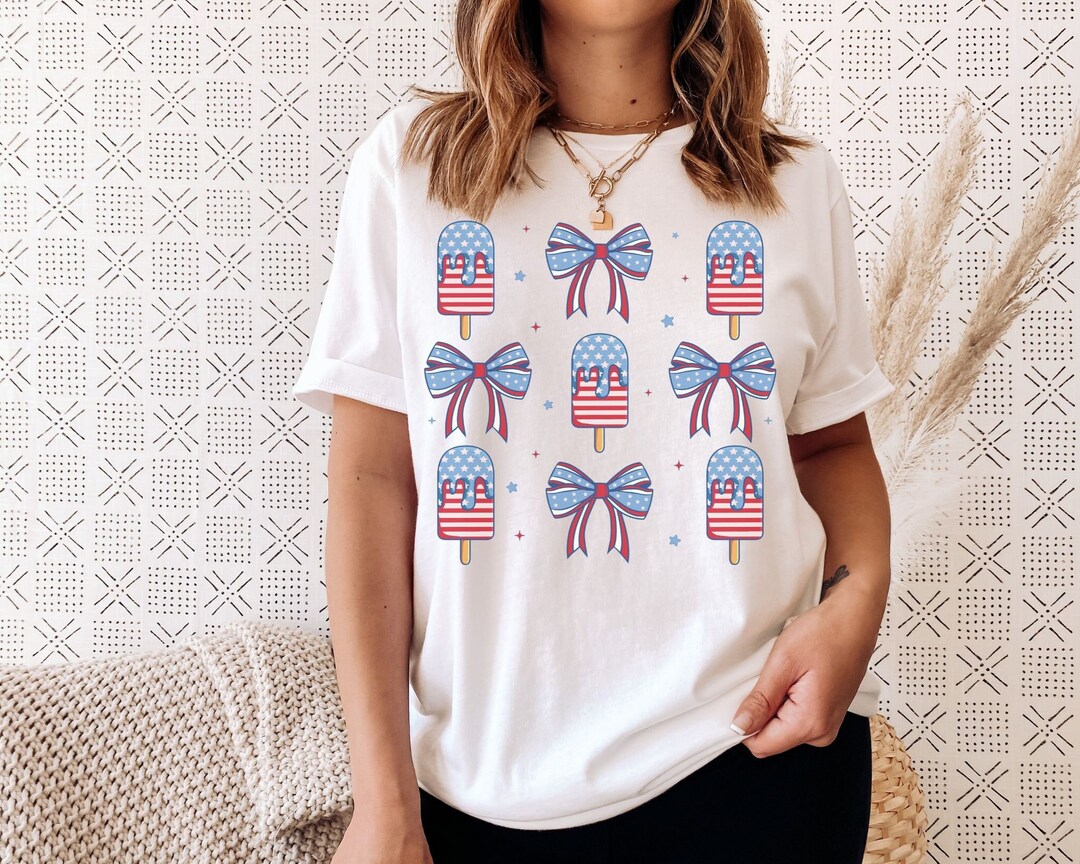 Coquette 4th of July Shirt, Retro 4th of July American Shirt, Bow Shirt ...