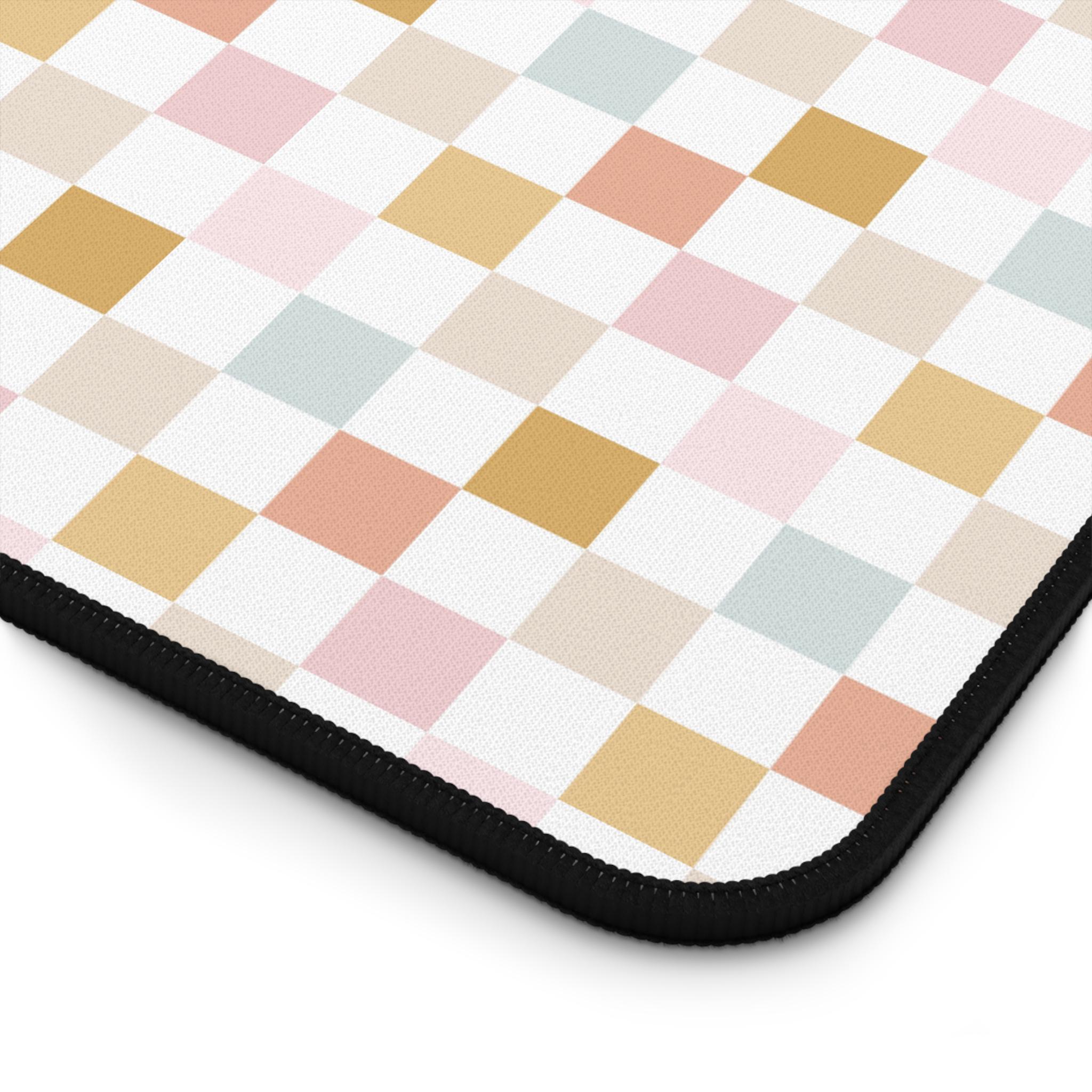 Pastel Checkered Desk Mat, Boho Minimalist Office Accessories, Gaming ...
