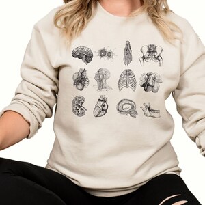 Human Anatomy Sweatshirt, Gift for Nursing Students, Vintage Anatomical ...