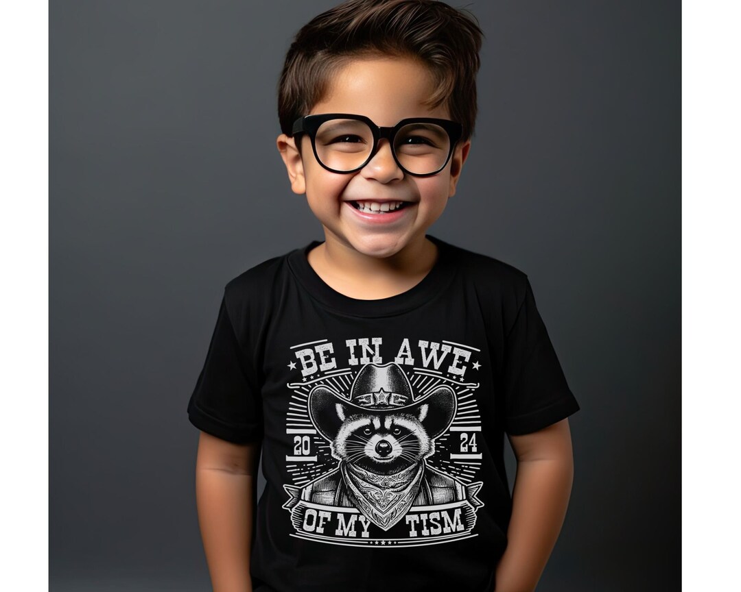 Be in Awe of My Tism Raccoon Shirt, Autism Acceptance Shirt Kids ...