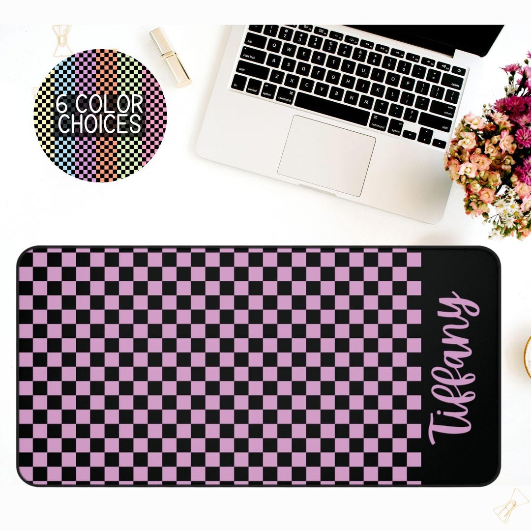 Checkered Desk Mat, Custom Desk Mat, Personalized Desk Matt, Pastel ...
