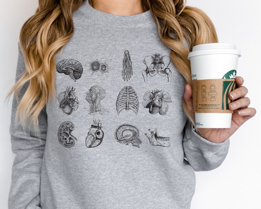 Human Anatomy Sweatshirt, Gift for Nursing Students, Vintage Anatomical ...