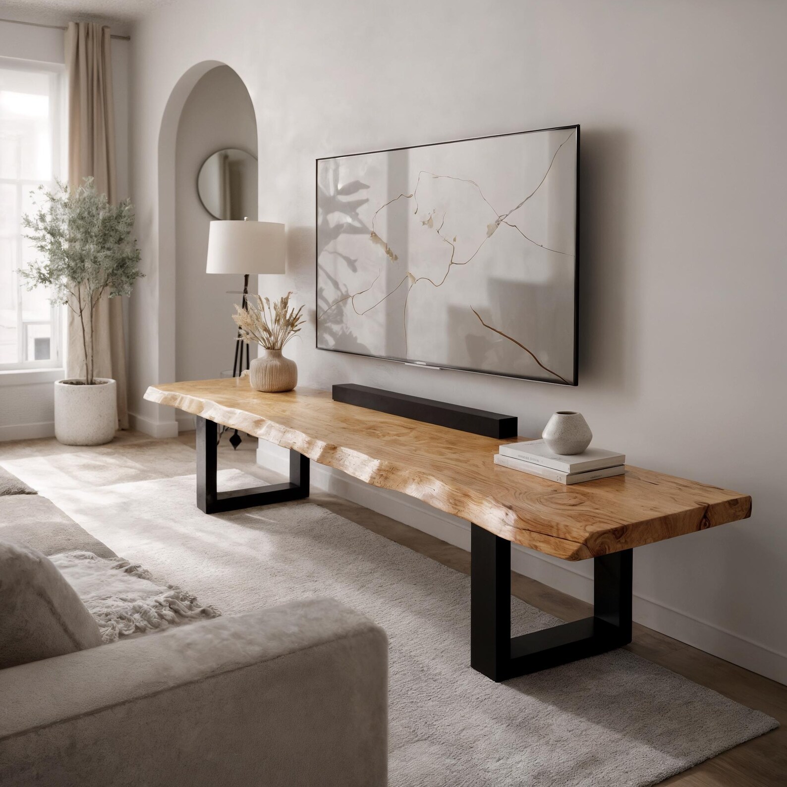 Handcrafted Live Edge Walnut TV Stand – Solid Wood Television Unit With ...