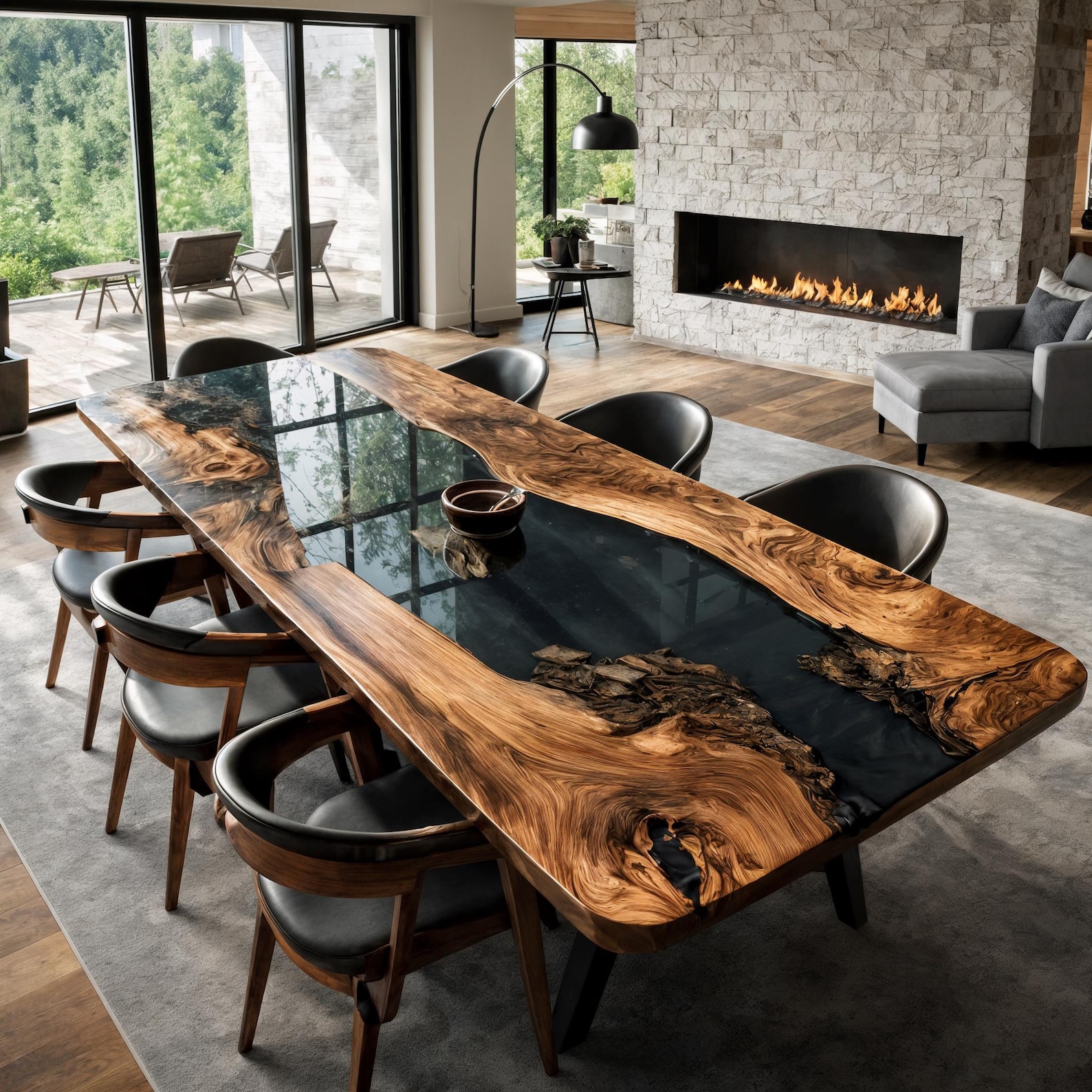 Luxury Modern Solid Wood Table, Custom Resin Dining Table - Handmade ...