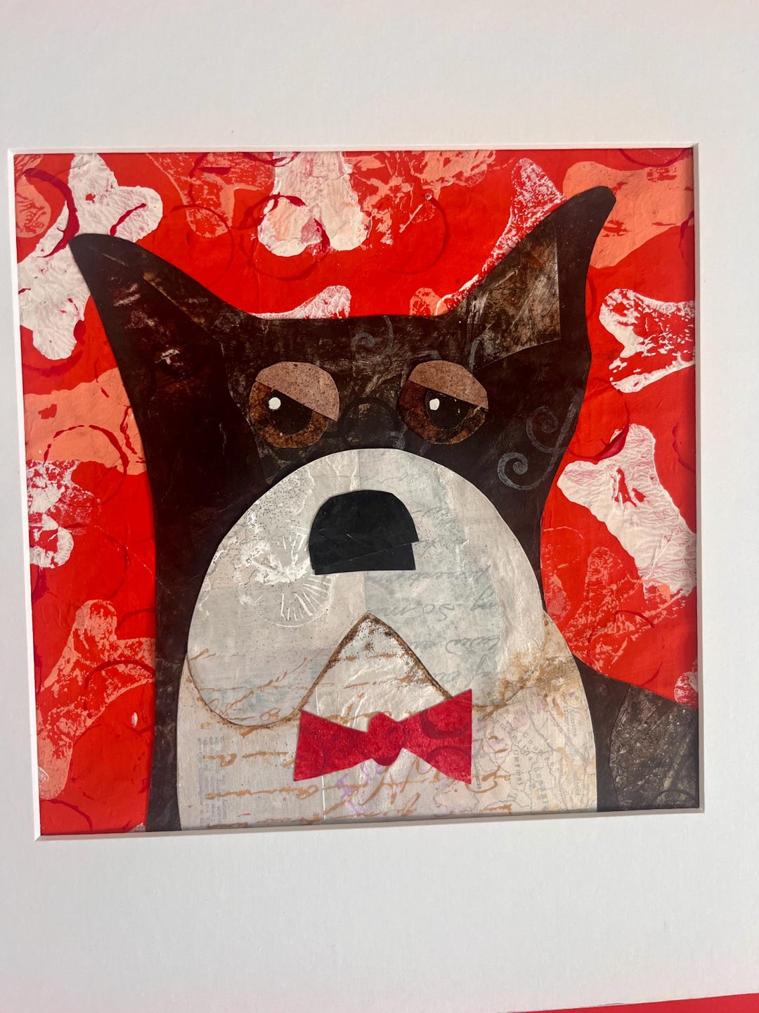 Boston Terrier Dog Paper Collage Art 12 X 12 Inches, - Etsy